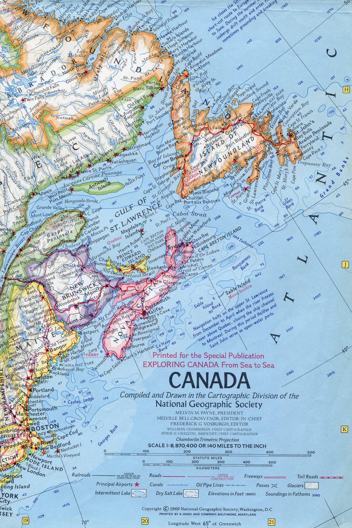 Map Canada 1969 - National Geographic Back Issues