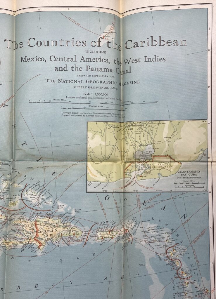 Map 1922 The Countries of the Caribbean - National Geographic Back Issues