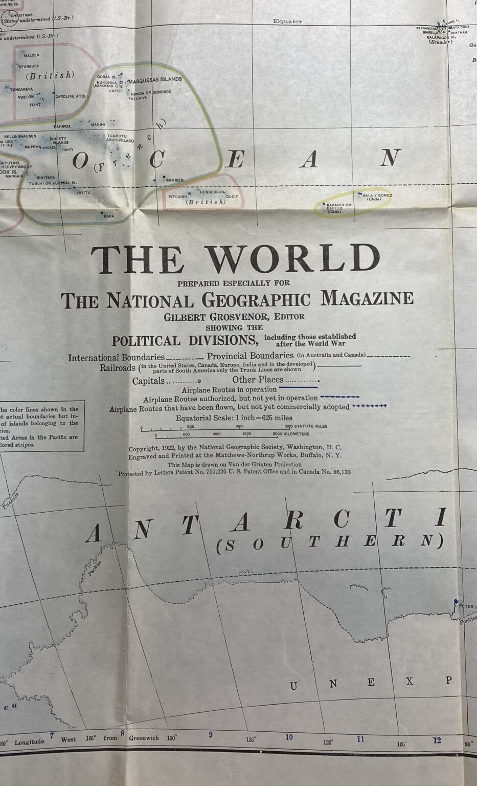Map 1922 The World - National Geographic Back Issues