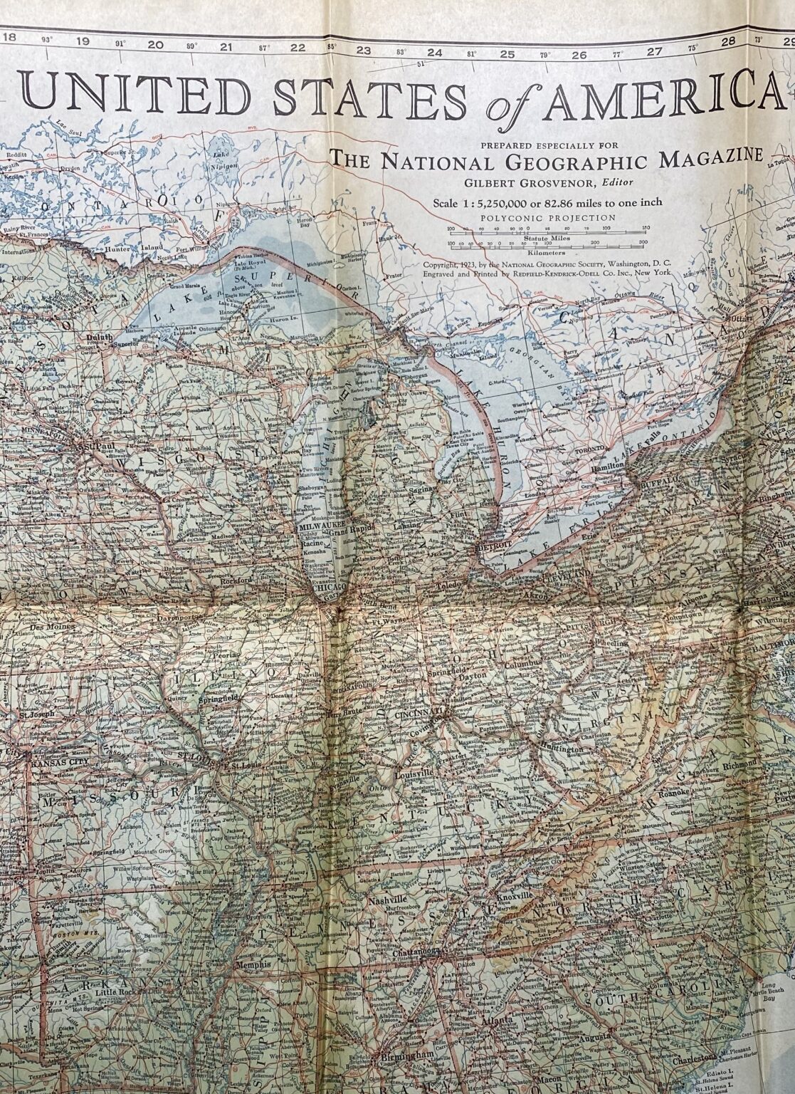 Map 1923 United States of America - National Geographic Back Issues