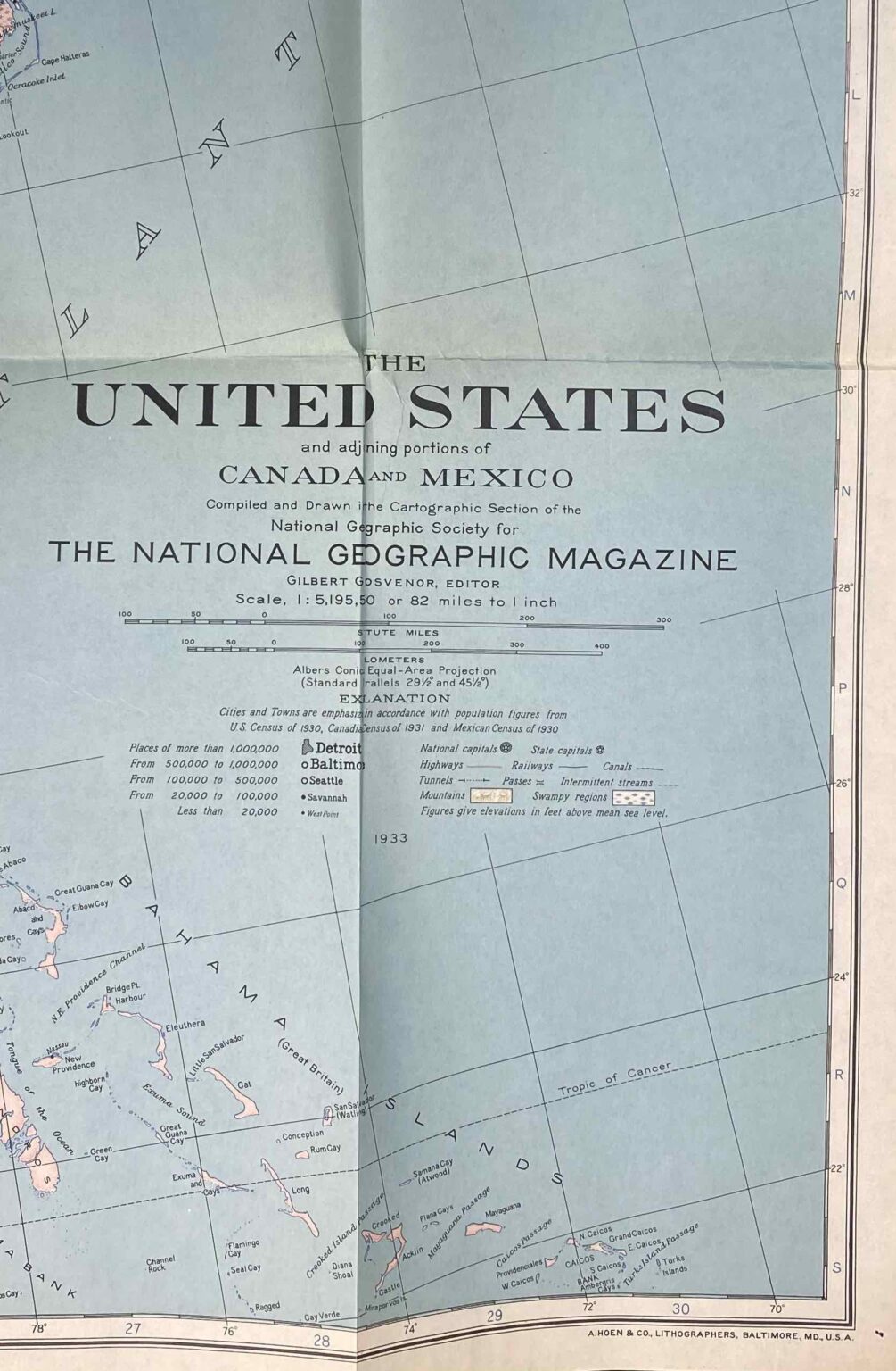 Map 1933 North America - National Geographic Back Issues