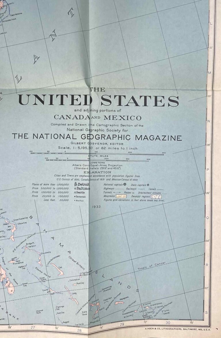 Map 1933 North America - National Geographic Back Issues